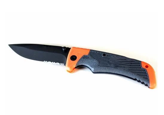 Нож складной Metrobas Folding Sheath Knife, для выживания, скрытое ношение, сталь, пластик, серый