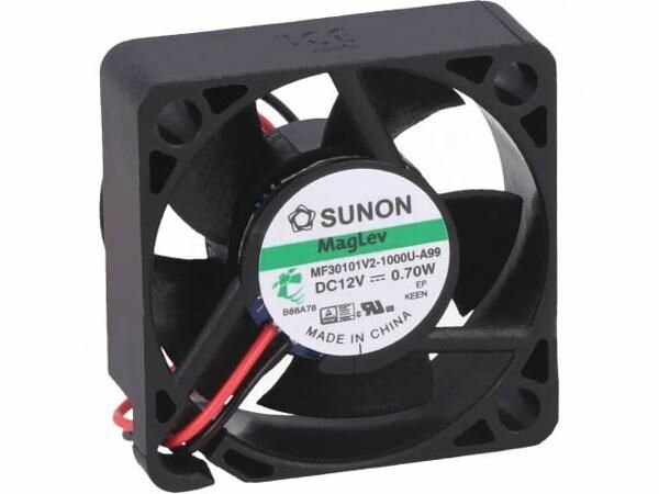 Вентилятор SUNON MF30101V2-1000U-A99 осевой, 12В DC, 30x30x10 мм, подшипник Vapo, 7,77 куб. м/ч, 20 дБА.