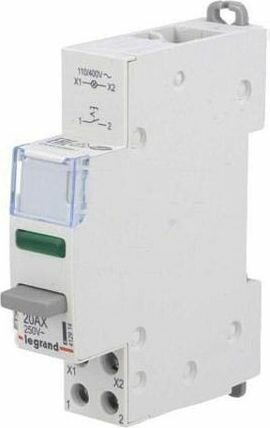 Модуль LEGRAND LP 451 кнопочный выключатель, 20А, Монтаж DIN, 250ВAC, 1 шт