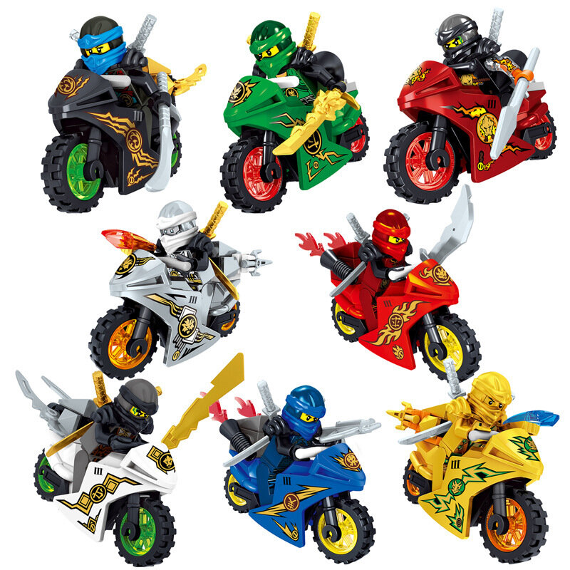 Фигурок Конструктор минифигурки, Ninjago+motorcycle 8шт 4.5см-пакет/XC-04-Kingdom