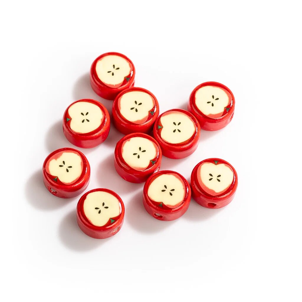Милые фруктовые керамические бусины Midofare 10 шт Красный, XN178-2