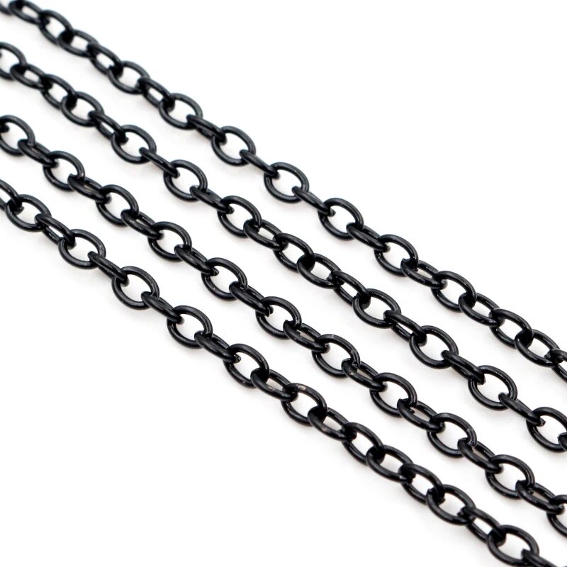 Несваренные железные кабельные цепи для украшений 5 метров Черный, 3x2mm, Black