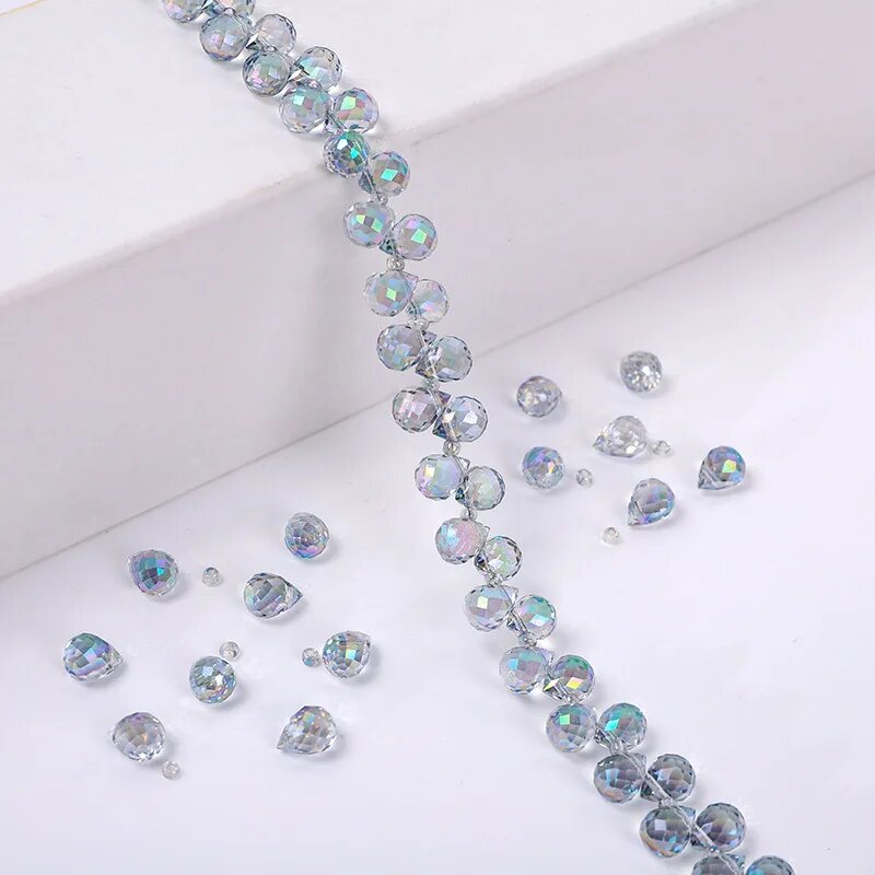 Граненые стеклянные бусины 6х7 мм, клубничный цвет, 20 шт. 5