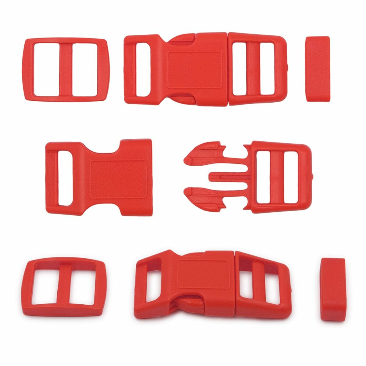 A03001037-15 Фастекс, рамка и рамка-регулятор 15мм, пластик, упак(2 комплекта) Hobby&Pro (красный)