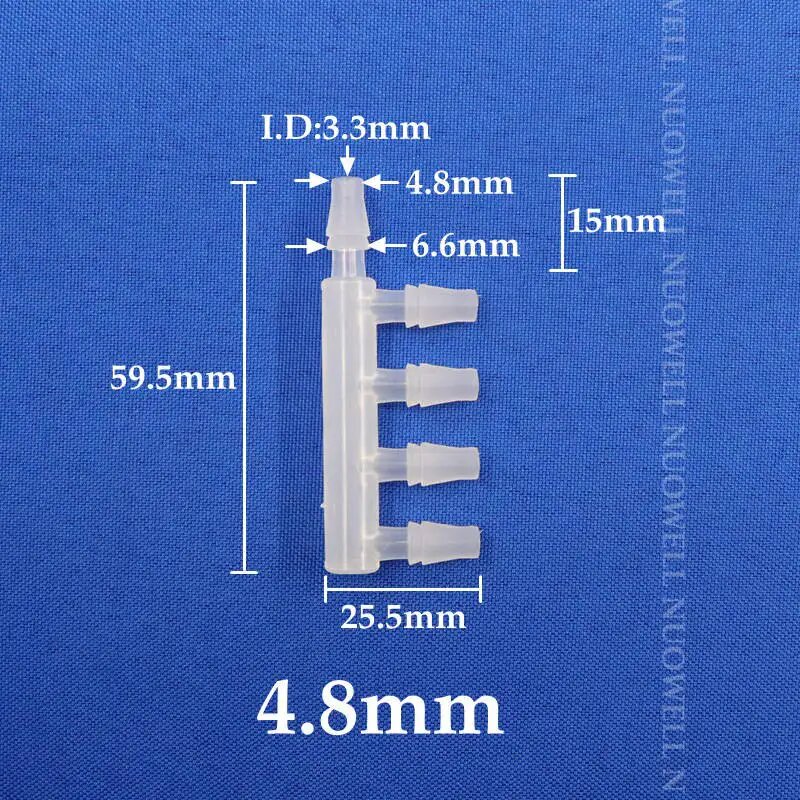 Разветвитель для шлангов из ПП, 4-х лучевой Синий, 4.8mm Side 5ways, 5pcs