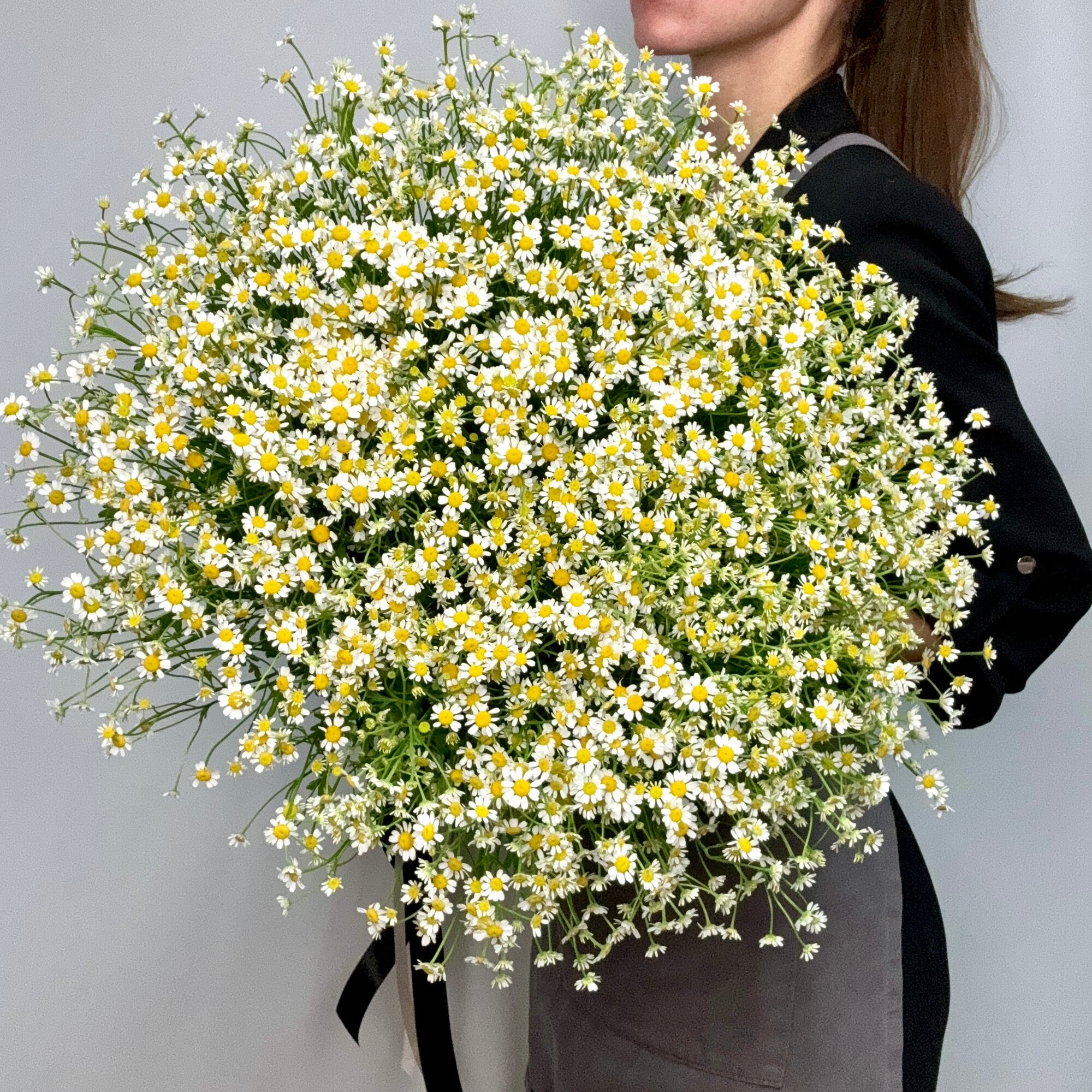 Большой букет полевых ромашек под ленту 75шт, 60см Ver Flowers