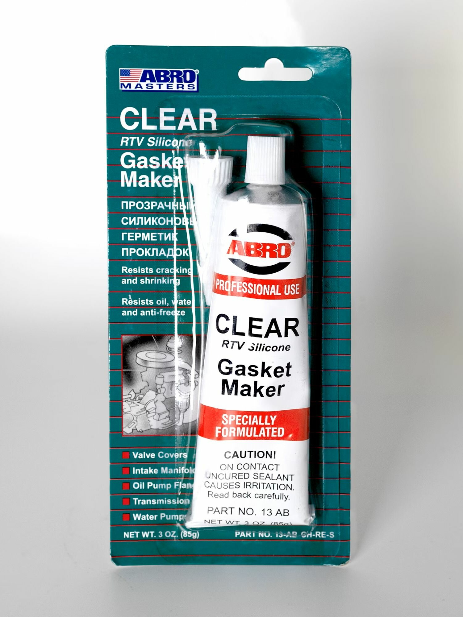 Герметик прокладок силиконовый ABRO MASTERS (прозрачный) 85г