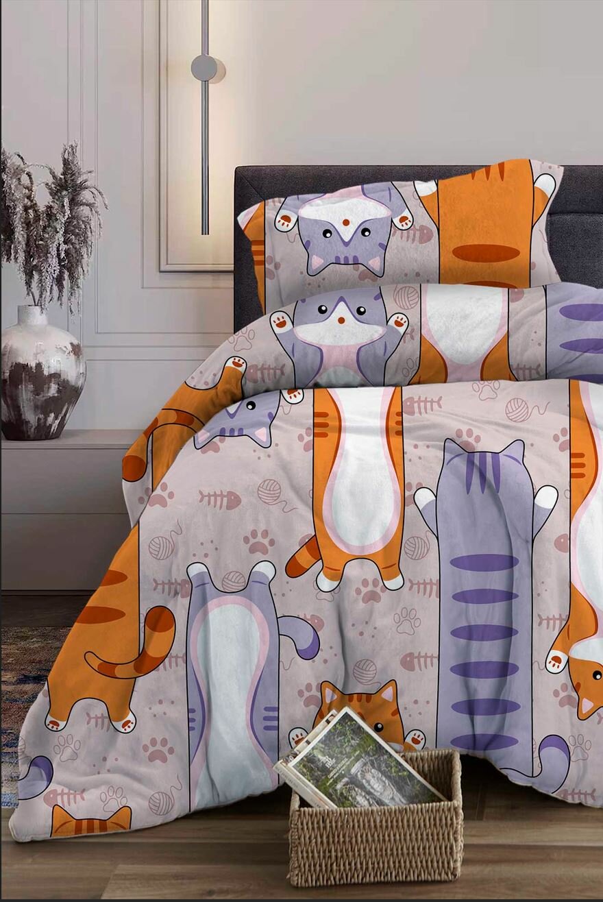 Комплект постельного белья "Бязь Кот Батон" 1,5-спальный, 100% Хлопок