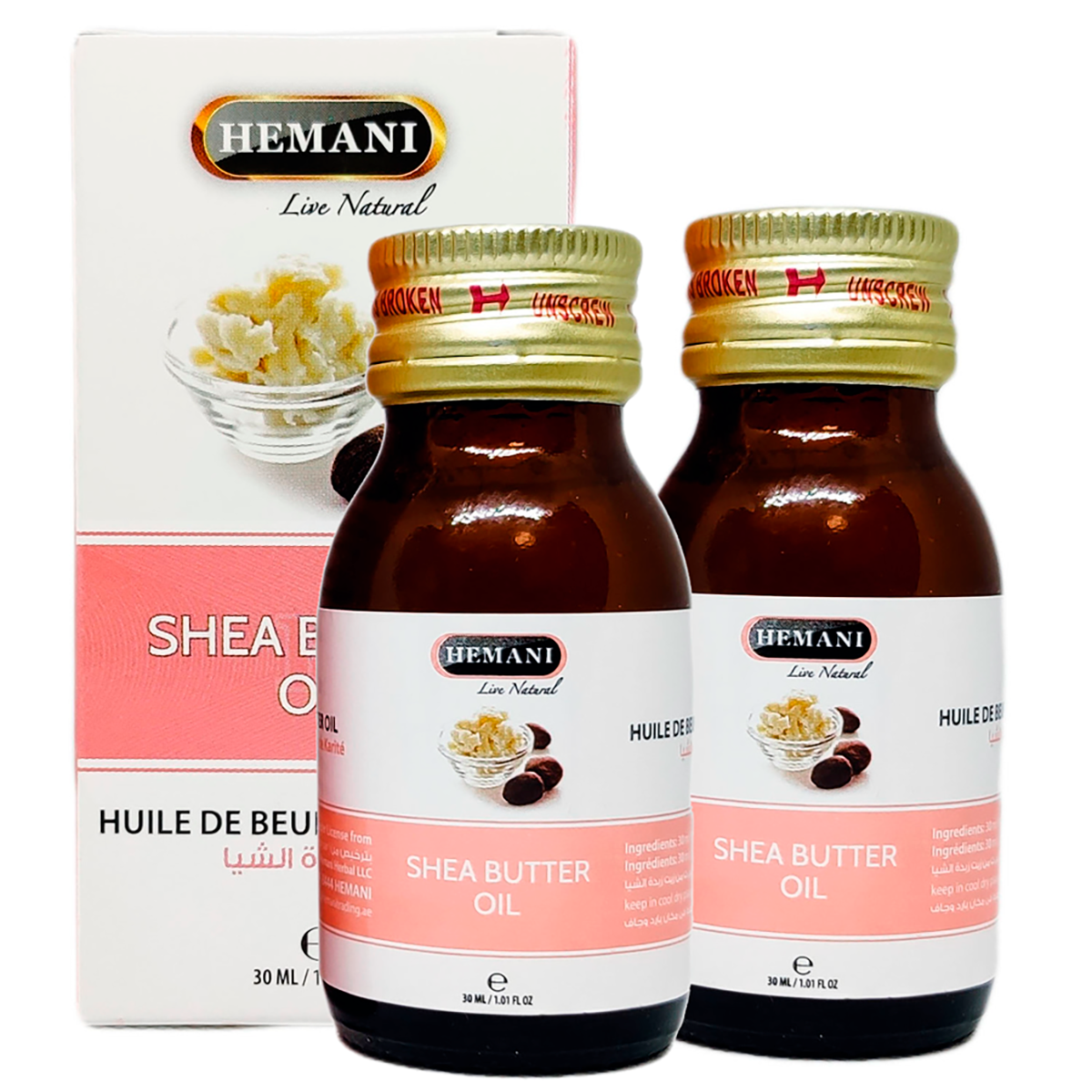 Масло Ши Hemani, 2 шт по 30 мл, 100% натуральный продукт без добавок