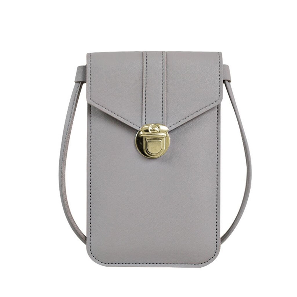 Сумка-мессенджер для мобильного телефона с сенсорным экраном из искусственной кожи-светло-серый