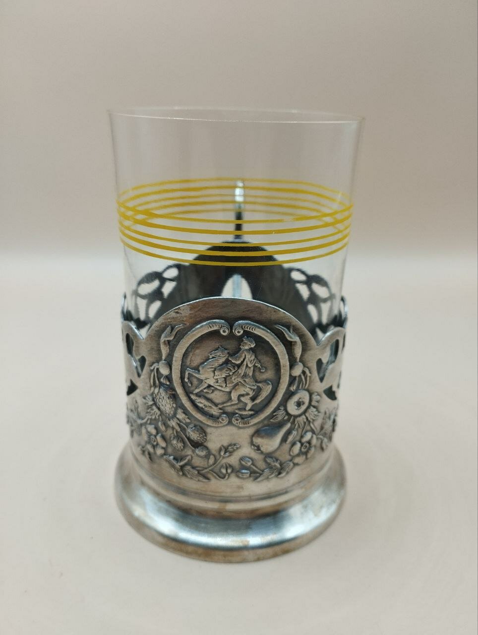 Подстаканник СССР "Богдан Хмельницкий" с советским стаканом