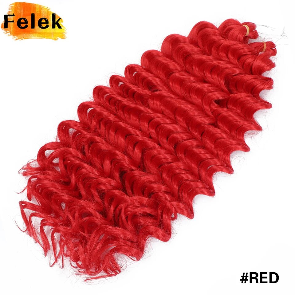 Синтетические волосы Felek глубокие волны 24 дюйма коричневые 3 шт. Red