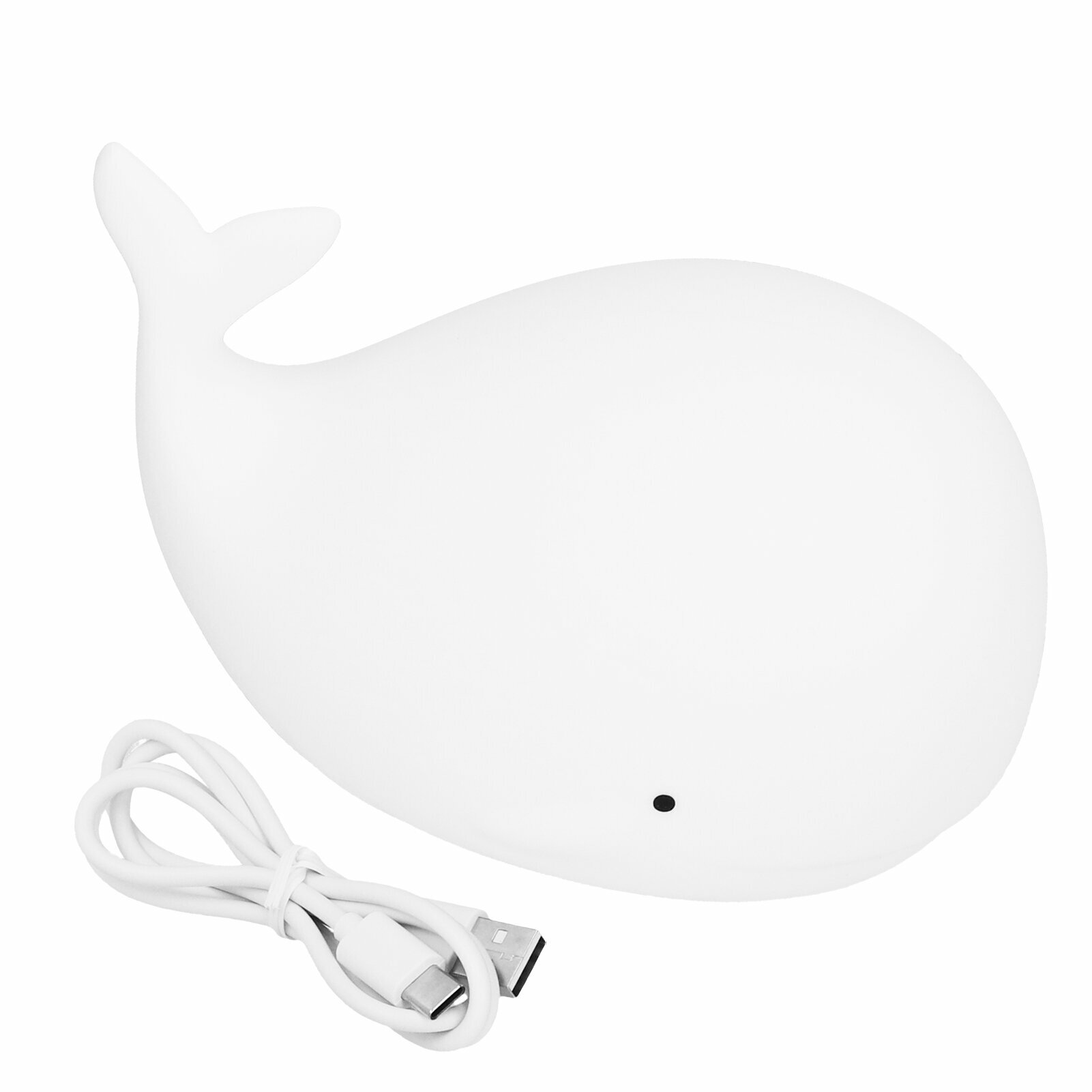 Силиконовая ночная лампа USB Зарядка милая крана в форме кита с 3 режимами освещения 3H Функция синхронизации белые