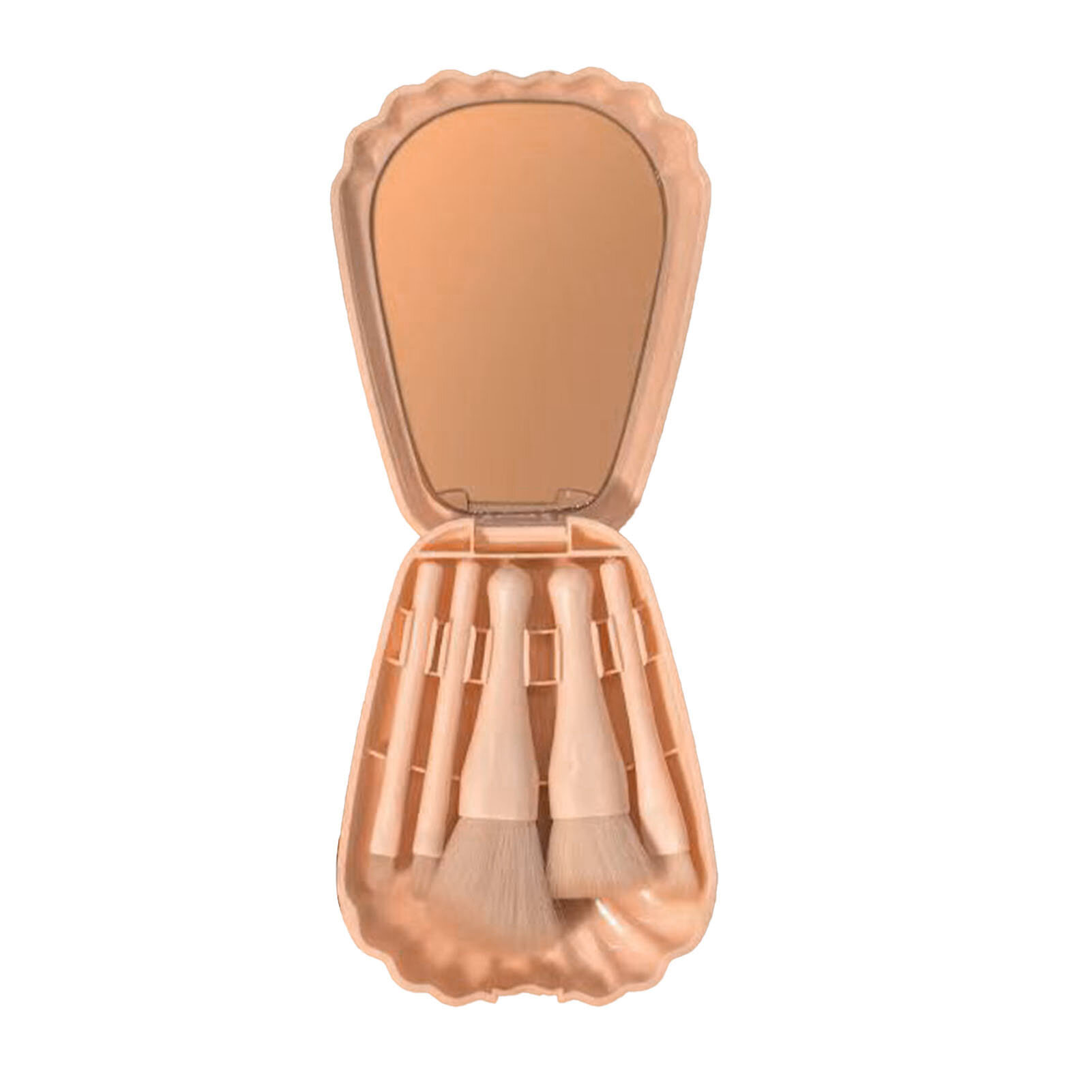 Портативный дорожный набор кистей для макияжа из 5 предметов с зеркалом, полнофункциональные косметические кисти, 5 размеров, мини, розовый компактный набор кистей для женщин