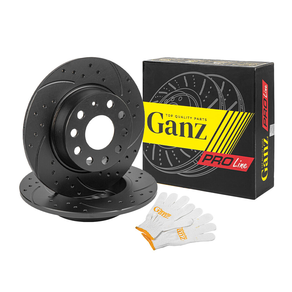 Диск тормозной GANZ задний перфорированный PRO-Line с покрытием (комплект - 2 шт) VAG A3 / Octavia II / VW Golf VII / Jetta IV / Touran II Арт: GIJ06003S