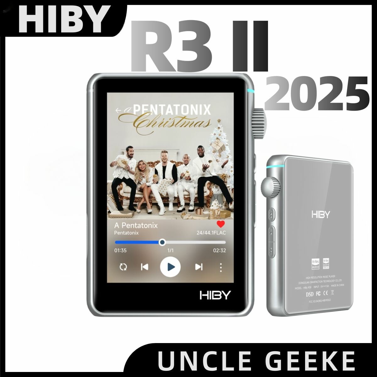 HiBy MP3-плеер без диска, серебристый