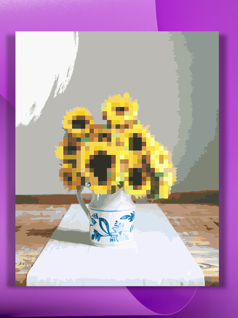 Картина по номерам на холсте Подсолнухи пиксель, 30 х 40 см