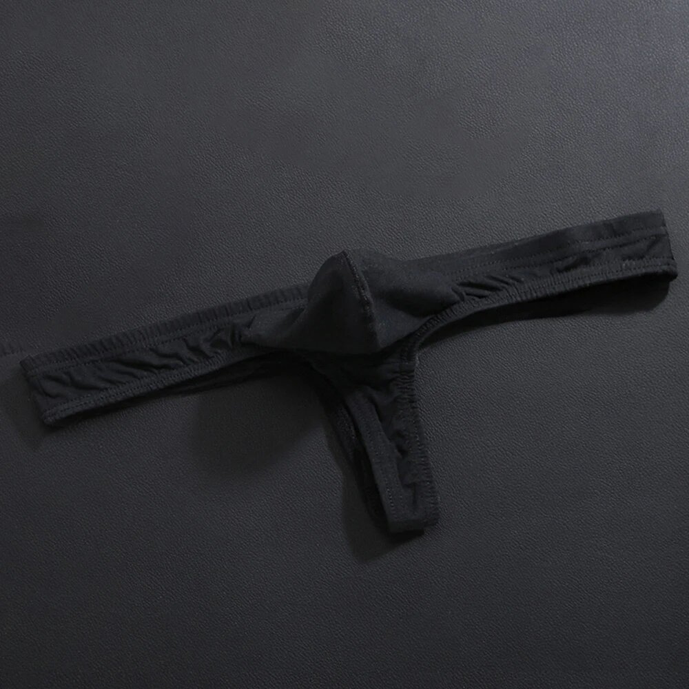 Мужские хлопковые сексуальные стринги-бикини, трусы с низкой талией, эластичные трусики-стринги, U-образная выпуклая сумка, однотонные трусы с открытой попкой и Т-образной спинкой Серый, M, Black