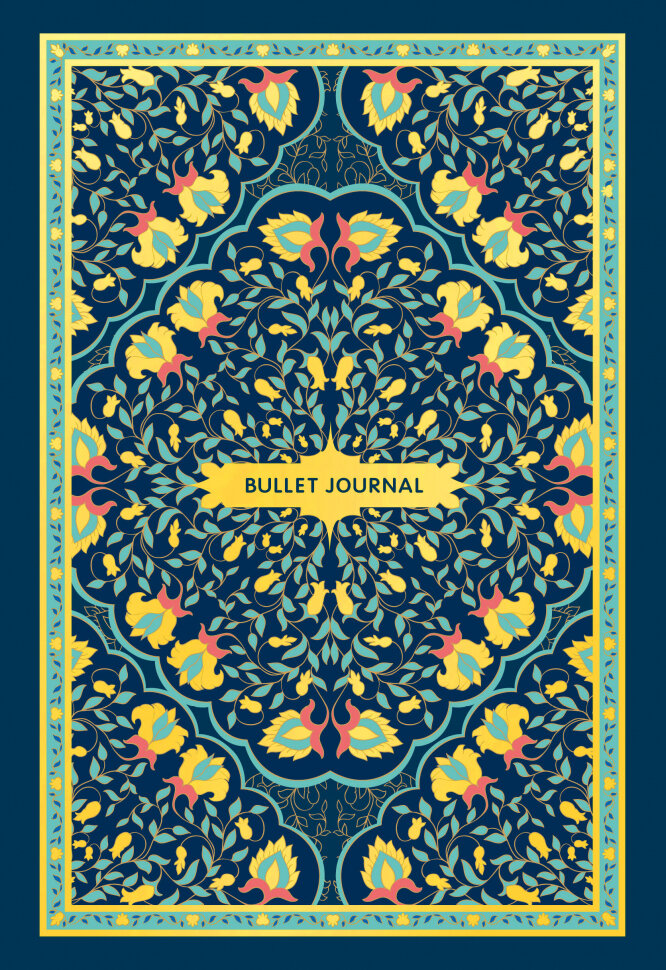 Блокнот в точку. Bullet Journal. Ковер золотой. С наклейками