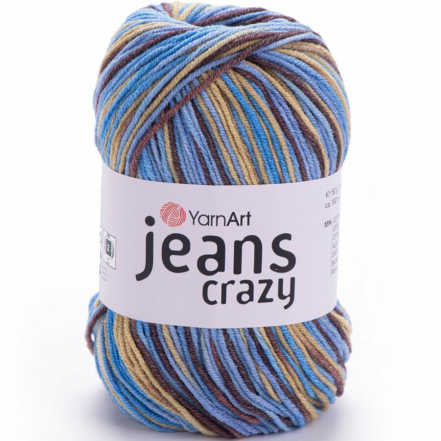 Пряжа Yarnart JEANS CRAZY 7202 яр. голубой принт (5 мотков)