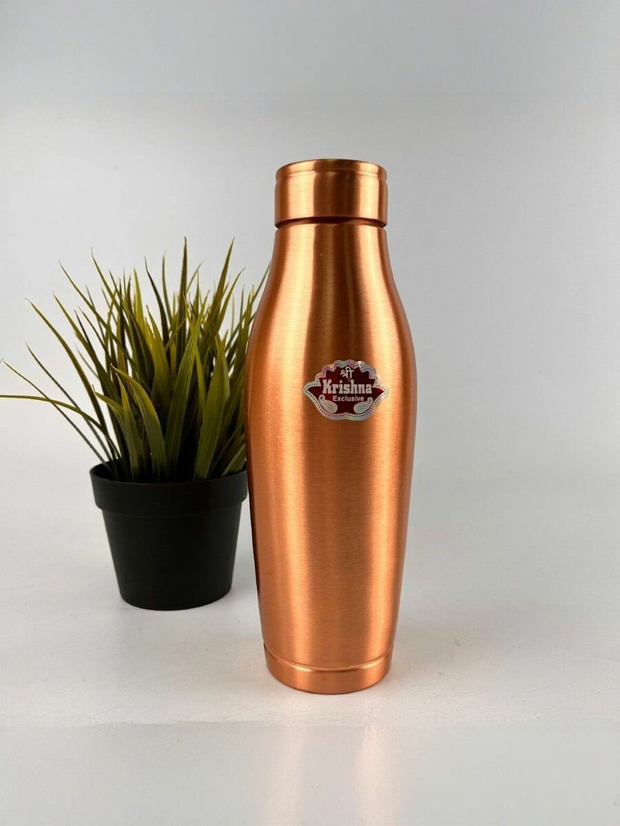 Медная бутылка для настаивания медной воды гладкая Арт 02 / Pure Copper Bottle 650 мл