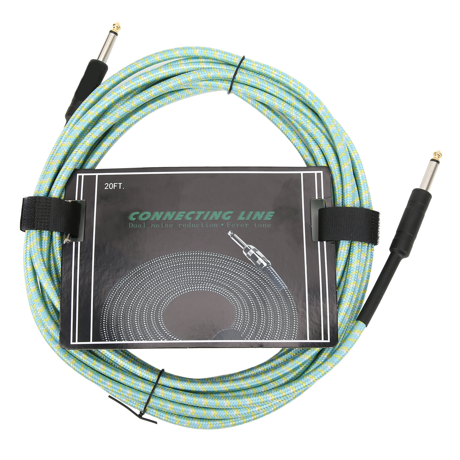 Кабель для музыкальных инструментов, оплетённый, экранированный, аудиоудлинитель с никелированной вилкой, 6 метров (зелёный)