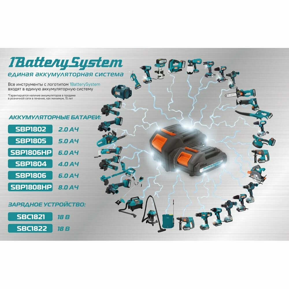 Аккумулятор 1BatterySystem (18 В; 4 Ач) Sturm SBP1804 — фото 1