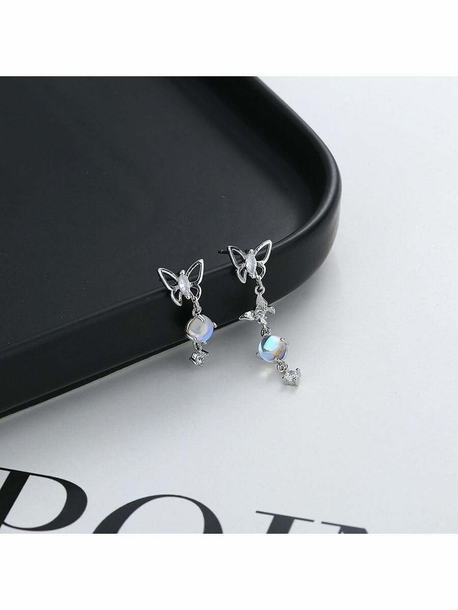 Серьги пусеты, кристалл, фианит