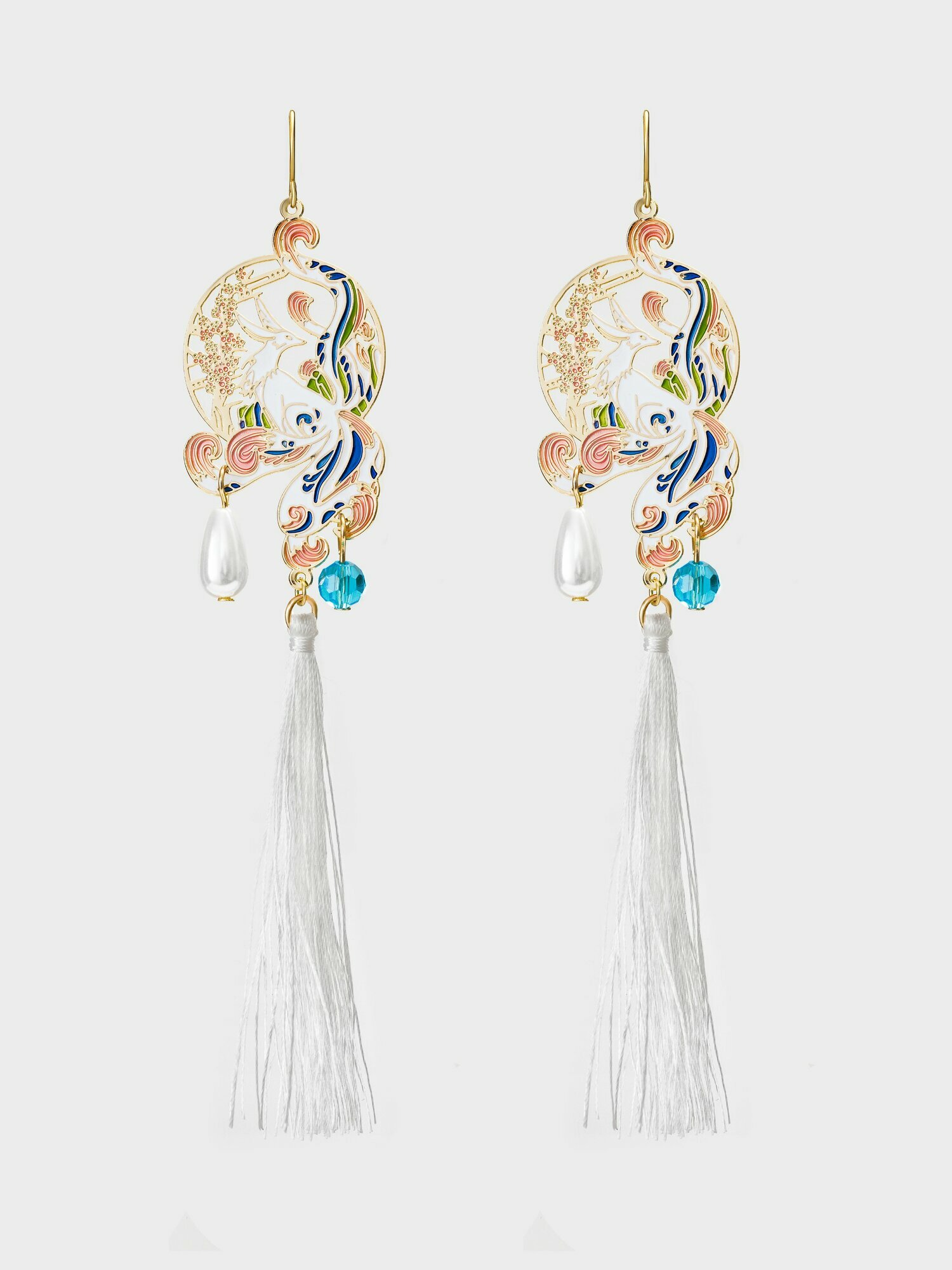 Серьги, стекло, эмаль, металл, искусственный камень