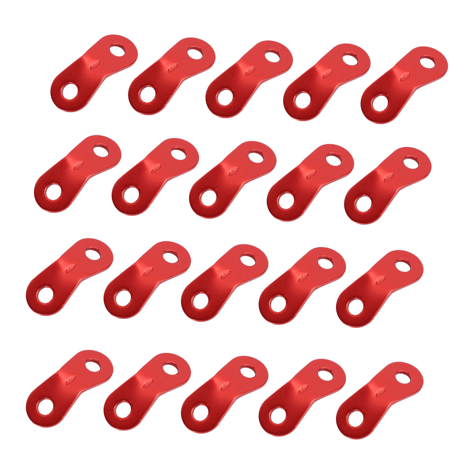 20 шт. натяжителей для троса из алюминиевого сплава, с противоскользящим покрытием, с двумя отверстиями, прочные, для кемпинга, походов и активного отдыха на природе, красные.