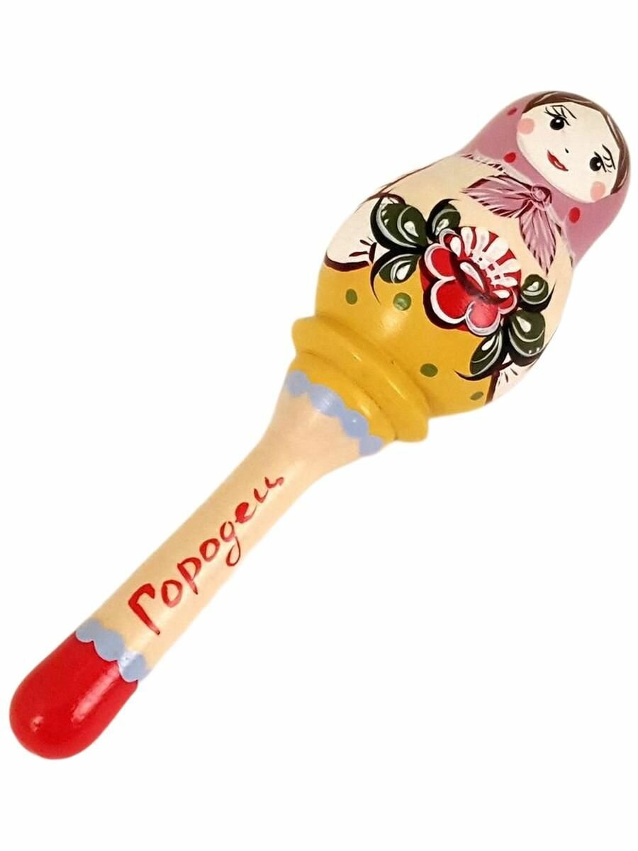 Погремушка Матрешка малая-7, Городецкая роспись, ручная авторская работа