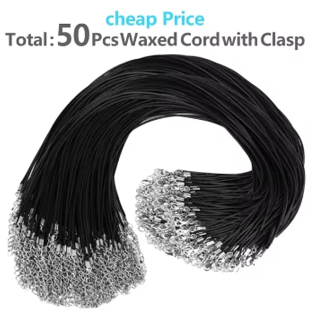 50 Шт, Кожаная Веревочная Цепочка, Черная Удлиняющая Цепочка, Свечи, Вощеная Веревка