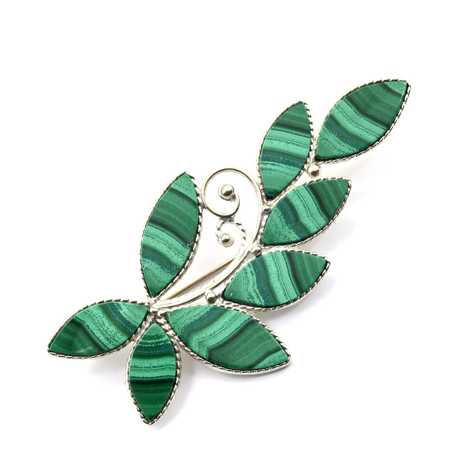 Брошь, малахит