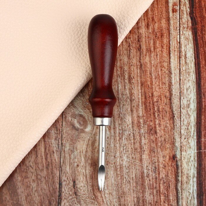 Торцбил кромкорез для края кожи шаг1мм 14,6*2,5см ручка дерево красный АУ