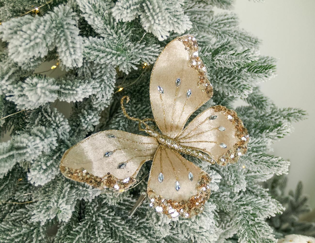 Декоративное украшение бабочка 'креман голд' на клипсе, полиэстер, 22 см, Goodwill FF99342