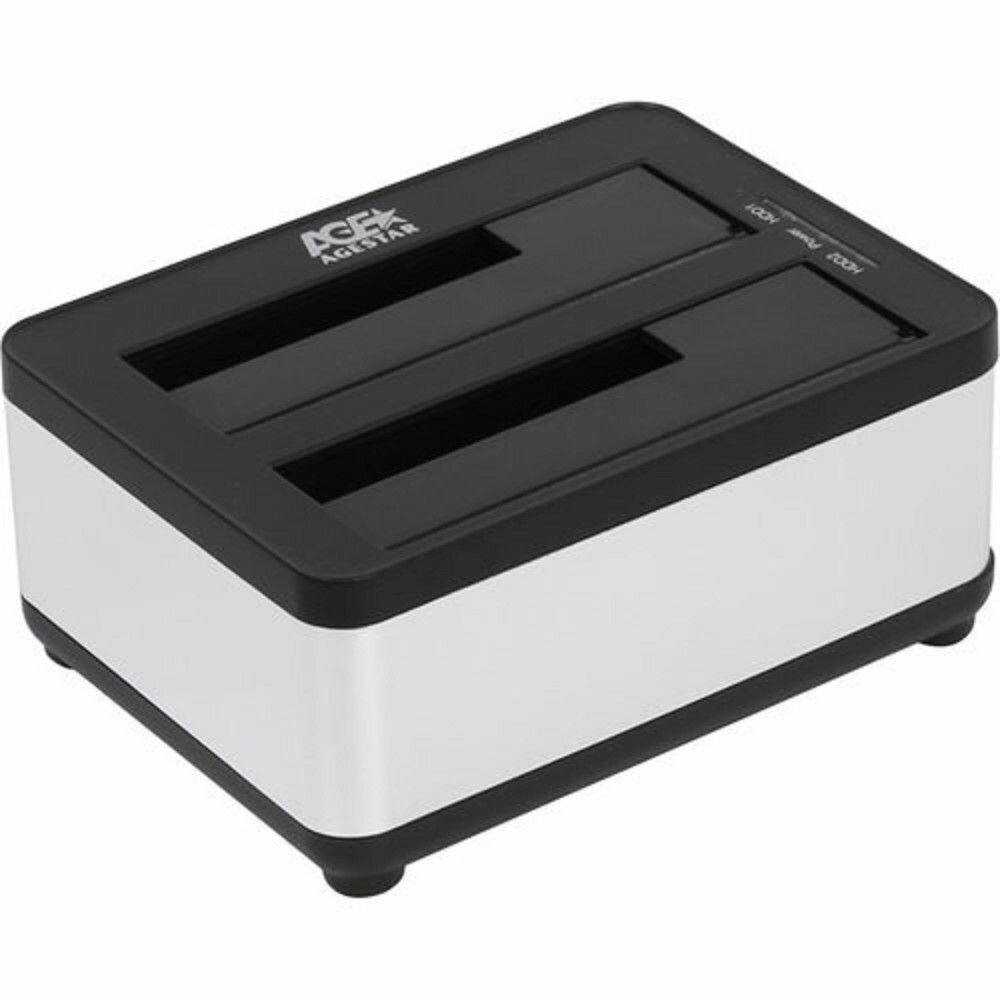 AgeStar Контейнер для HDD 3UBT8 SILVER Док станция для HDD 2.5" 3.5" SATA clone, USB3.0, пластик+алюминий, серебристый,