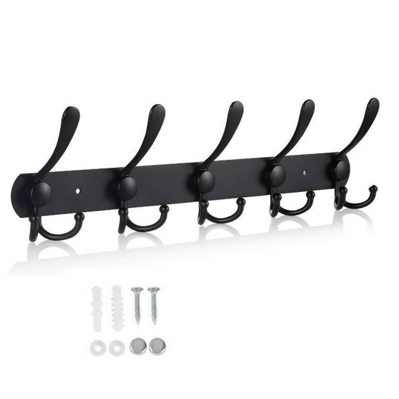 Крепление для стен толстая вешалка для одежды с 5 крючками для гостиничных номеров и ванной черный
