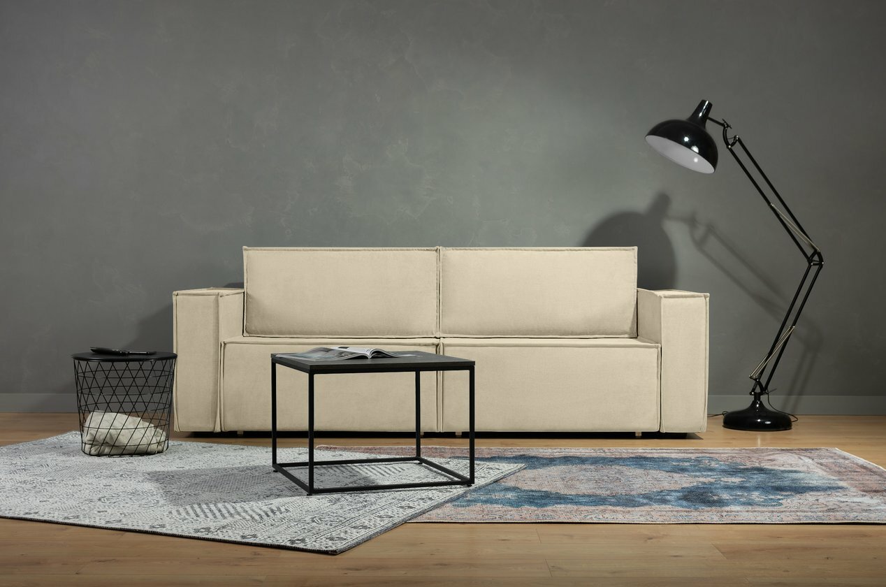 Диван-кровать раскладной Divan.ru Лофт Linia Beige 244х95х90 см, спальное место 200х145 см, велюр, бежевый