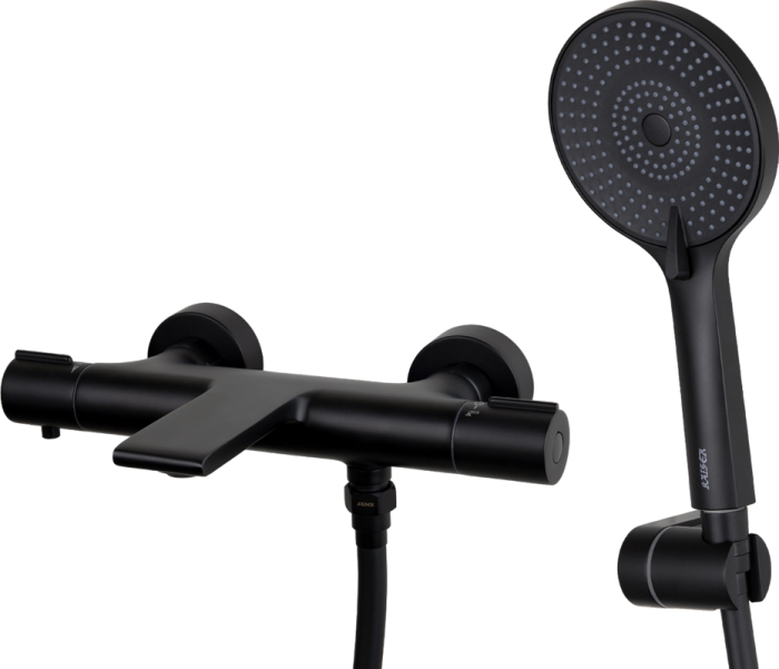 Термостатический смеситель Kaiser Serio 05322-9, для ванны с душем, матовый черный