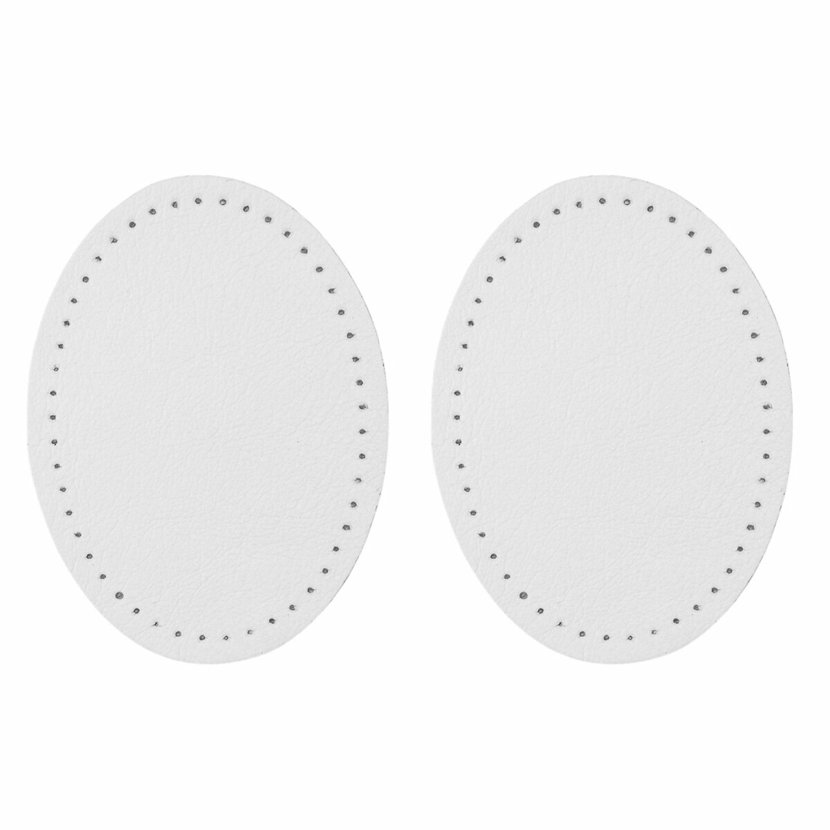 Заплатки на одежду пришивные из кожи с перфорацией, овал 6 х 8,2 см, цвет белый, 2 штуки