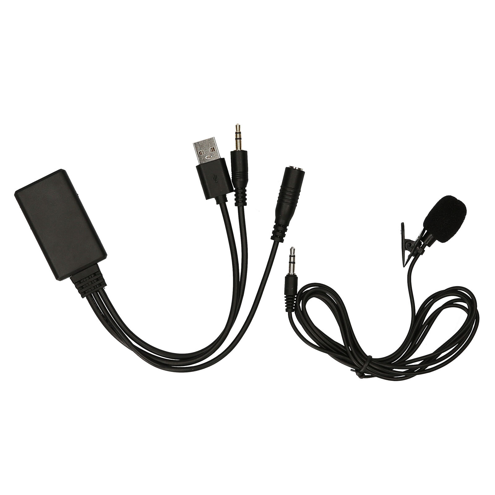 Универсальный автомобильный адаптер AUX-IN Aux Panel BT аудио провод безжичный микрофон звонок смартфон ручное управление USB 5V 12V, черный, материал ABS, мощность 6, длина 150 см, модель aux usb, тип кабели адаптеры разъемы, особенности aux usb BT, 1