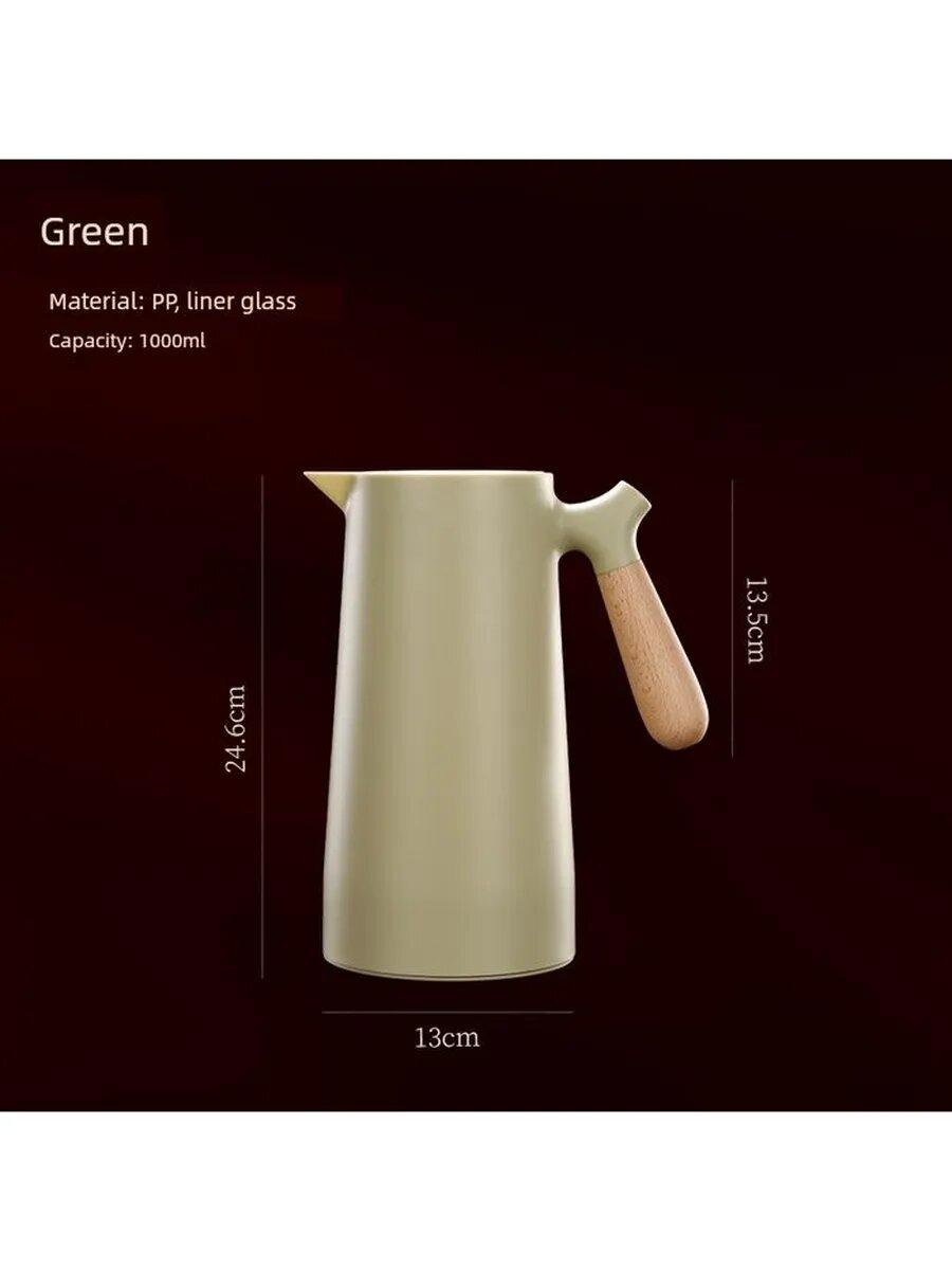 Термопот 1000мл-стекло, зеленый, вакуумный замок 24ч