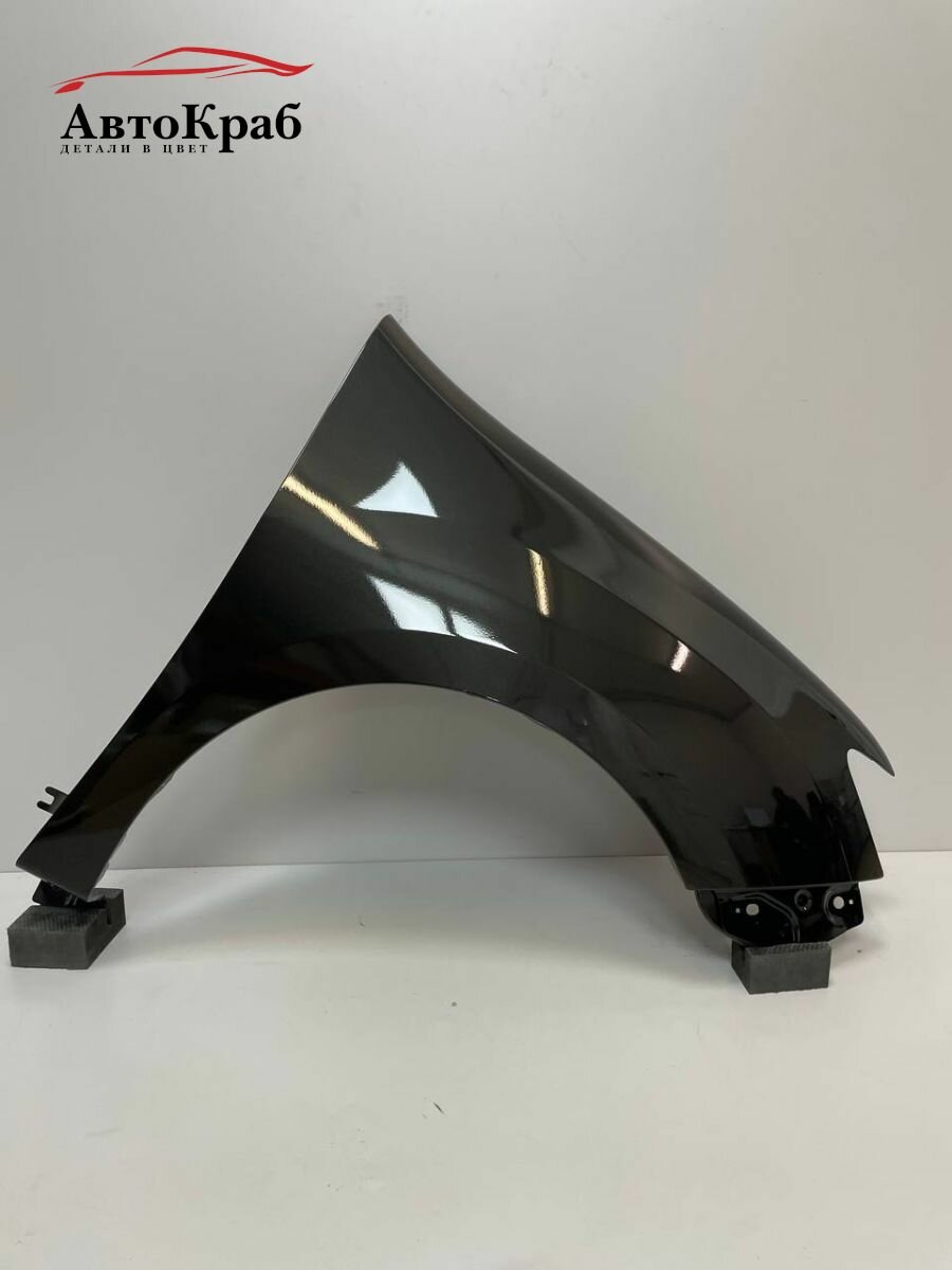 Крыло переднее правое без повторителя в цвет для Рено Логан 2 Сандеро 2014 - 2018 г. 676 - черная жемчужина