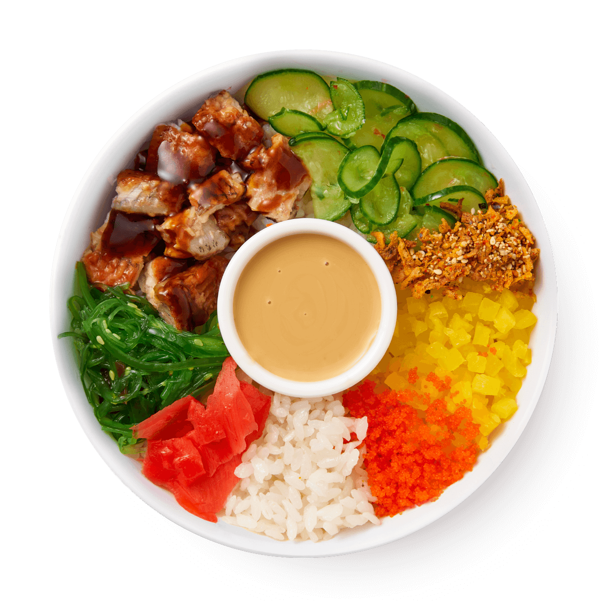 Поке Soul in the Bowl "Угорь-унаги", с соусом, с гарниром, 245 г