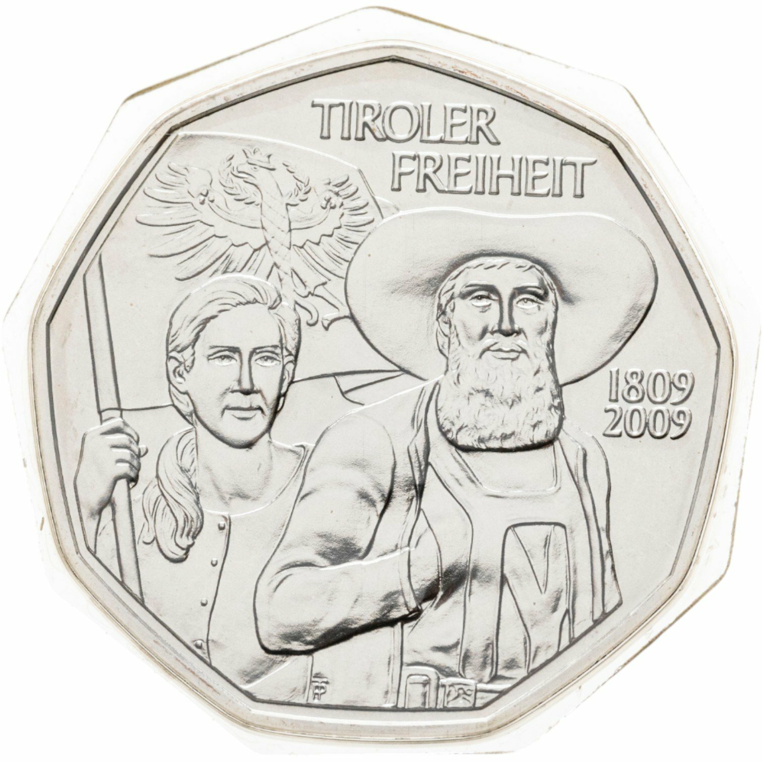 Австрия 5 евро 2009 "200 лет Тирольскому восстанию" в буклете, Серебро 800, в сохранности UNC