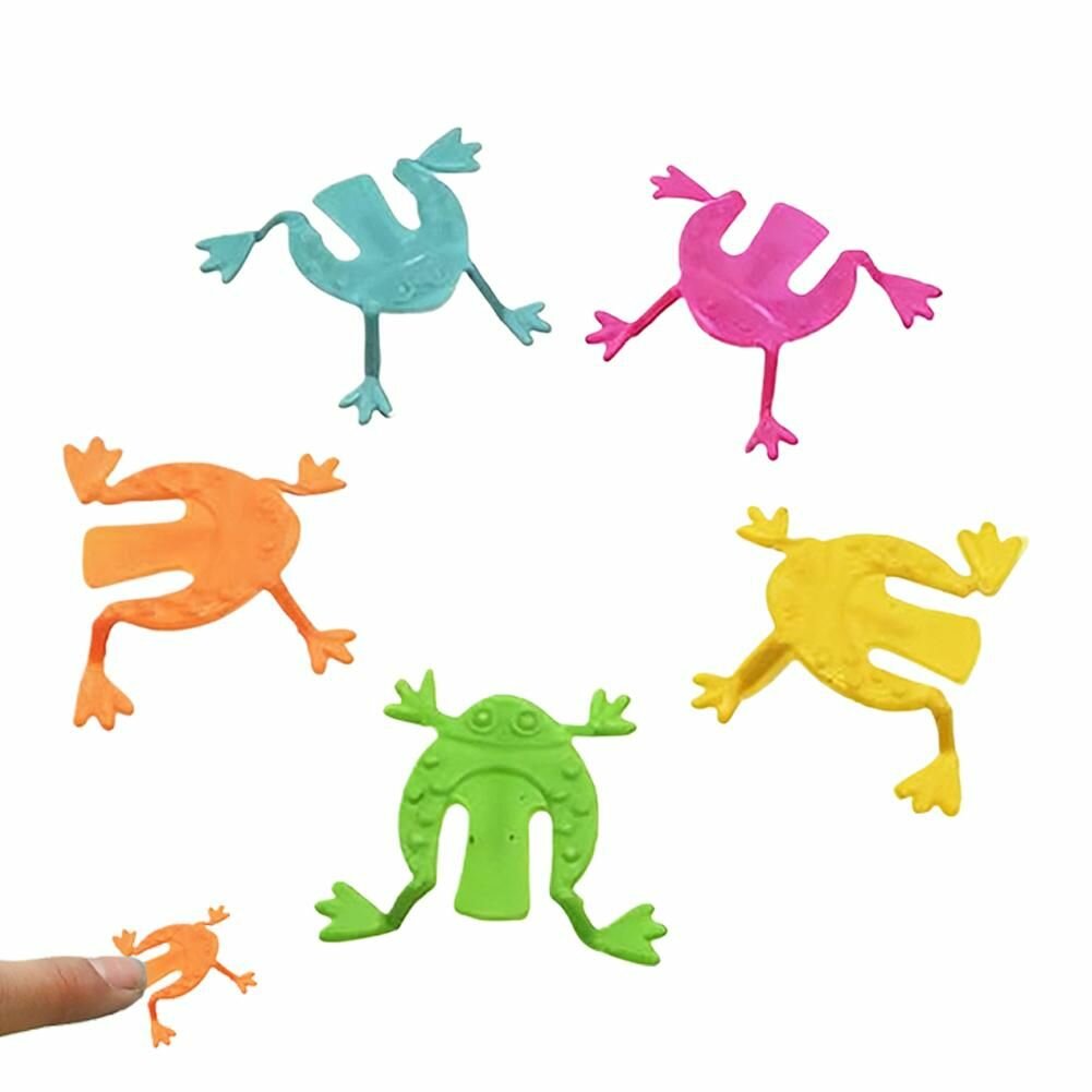 5 разноцветных игрушек-лягушек-прыгунов