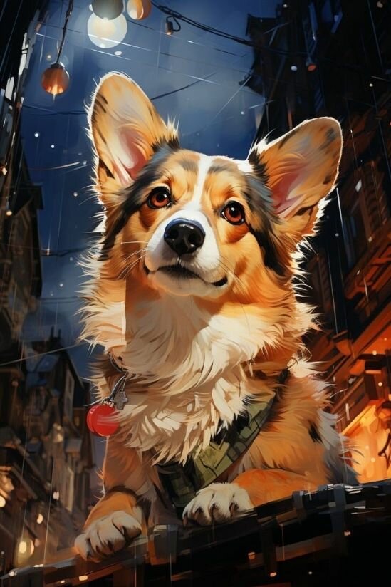 Алмазная мозаика Картина стразами Алмазное хобби "Корги. Собака" 30х40 См