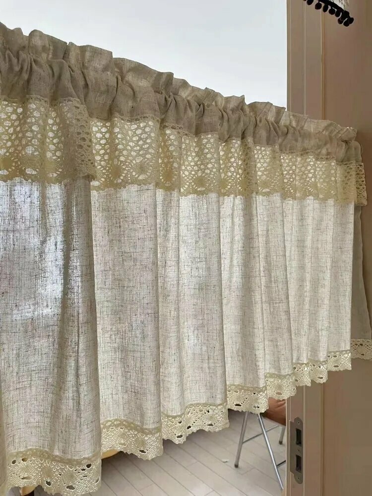 Штора гардина 150х110 см крепление Без крепления бежевый