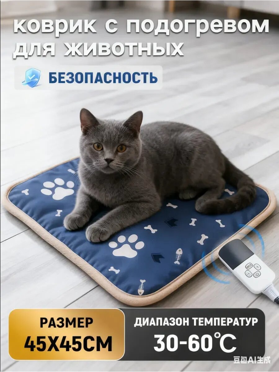 Коврик с подогревом для животных электрогрелка 45*45 см