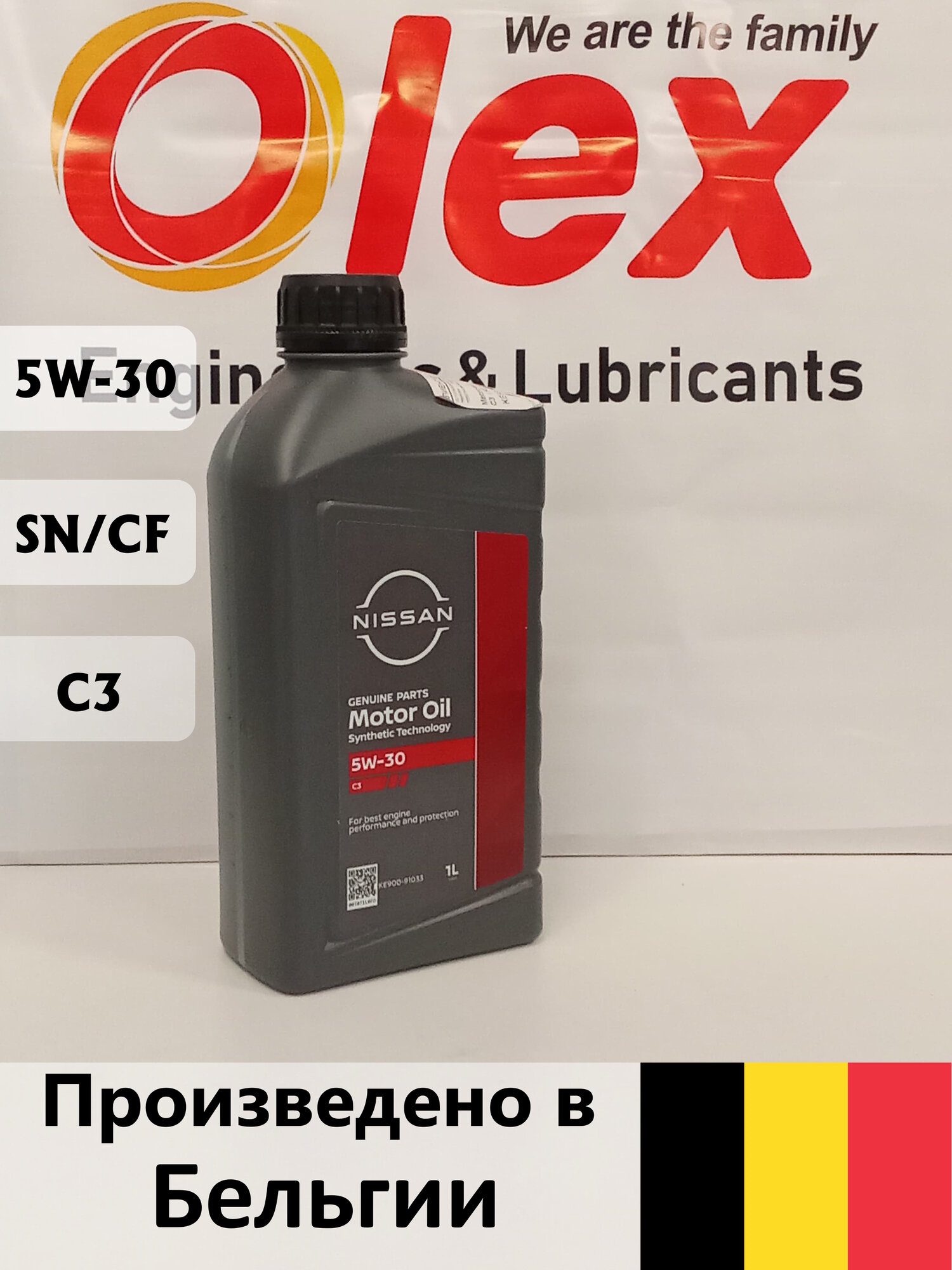 Масло моторное NISSAN 5W-30, SN, CF / C3 (1л) KE90091033 (Бельгия)